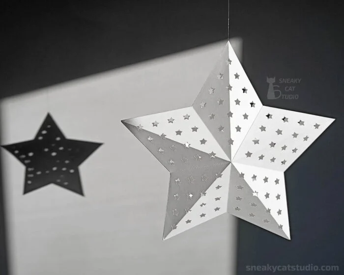 Paper star with pattern - FREE papercraft template (SVG, DXF, PDF)