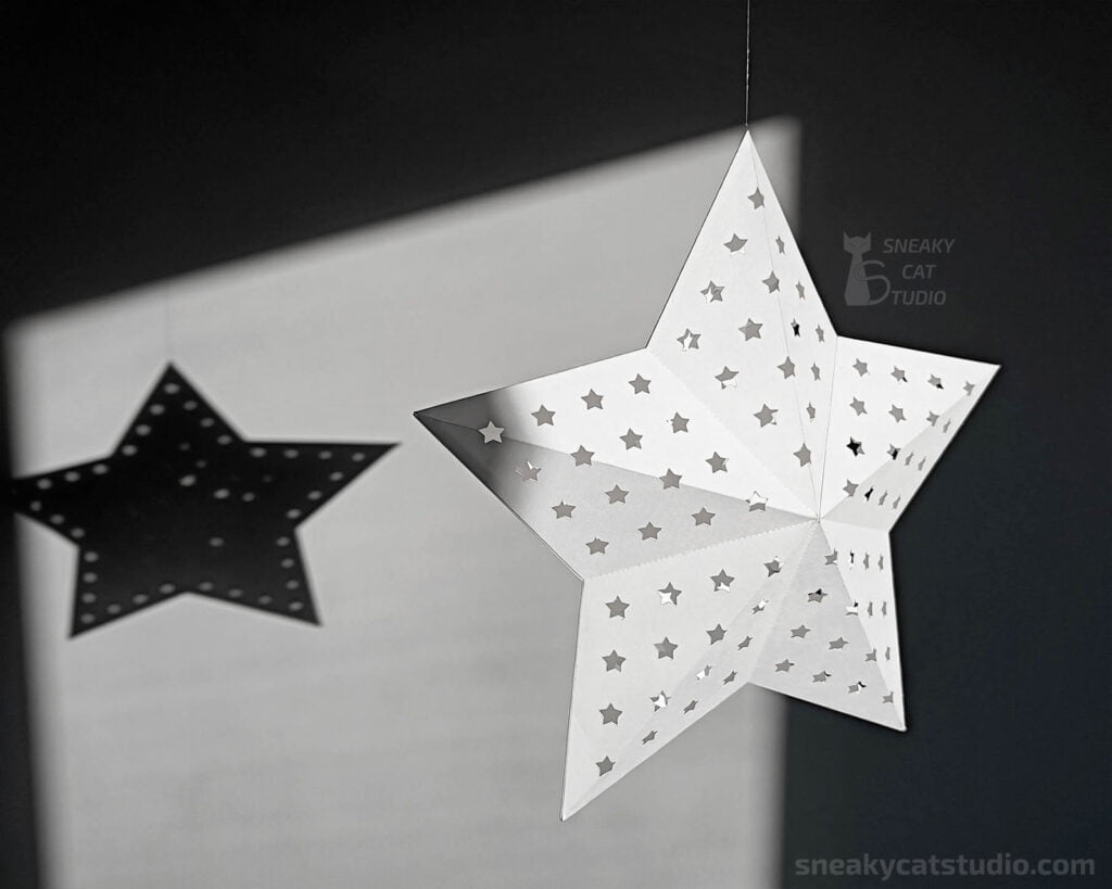 Paper star with pattern - FREE papercraft template (SVG, DXF, PDF)