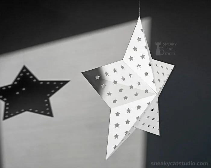 Paper star with pattern - FREE papercraft template (SVG, DXF, PDF)